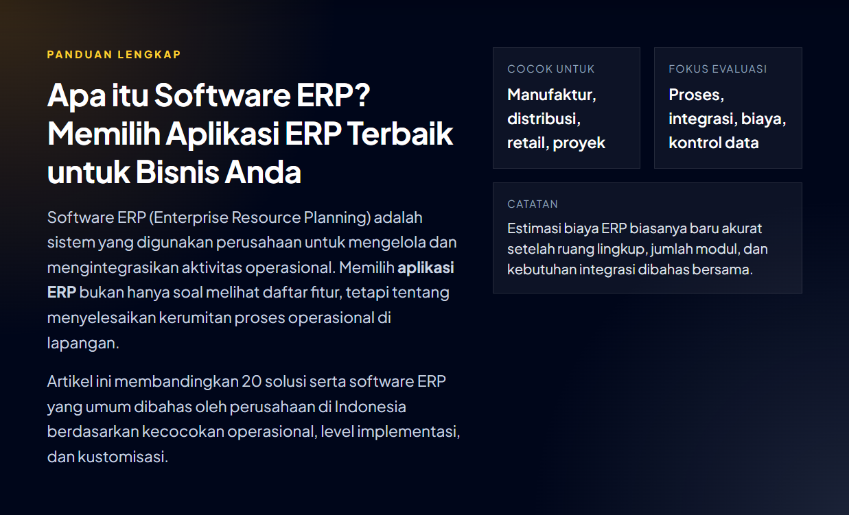 20 Aplikasi ERP Terbaik Indonesia 2026: Perbandingan Fitur, Harga ...